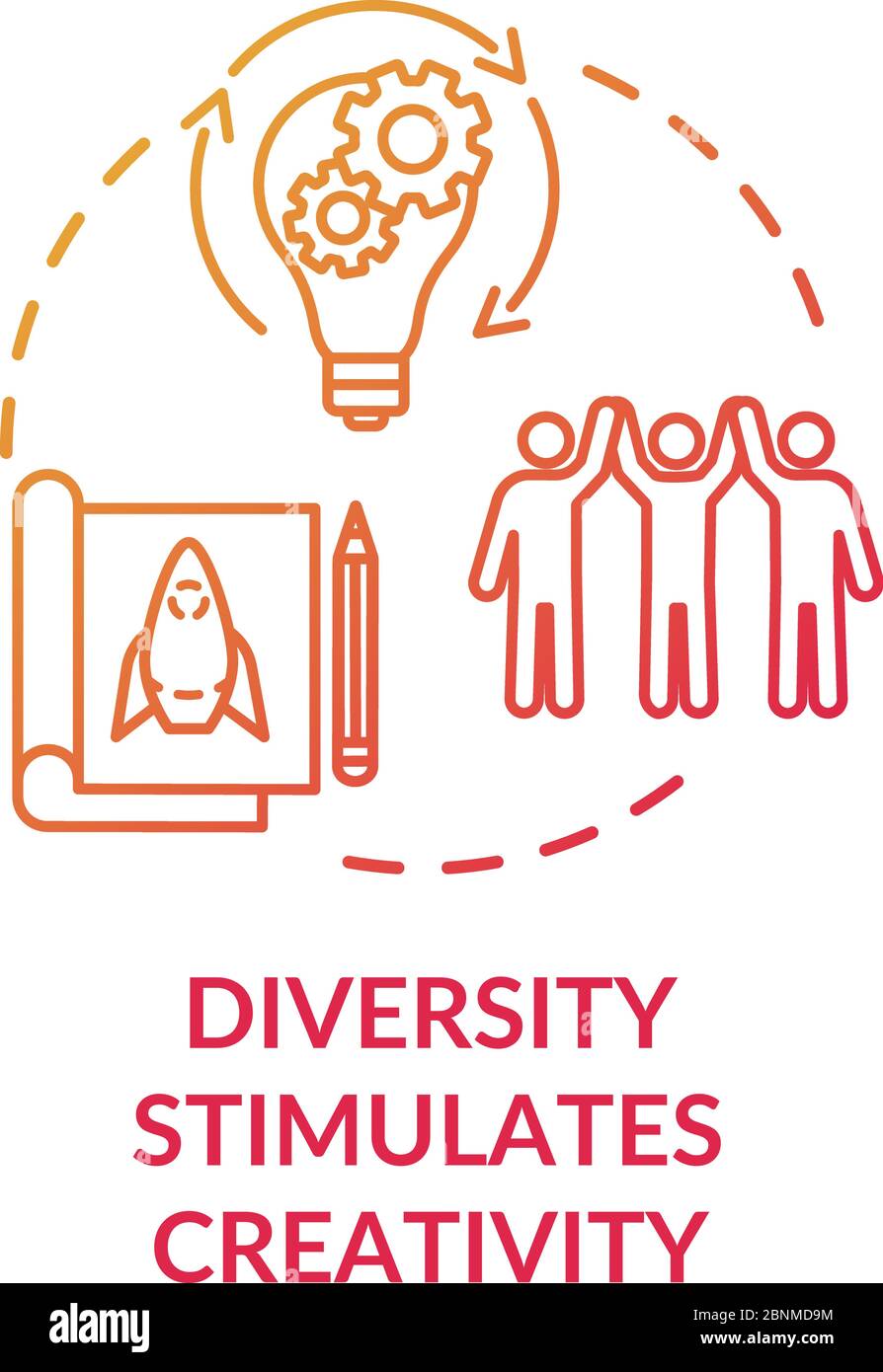 Diversity stimulates creativity red concept icon. Productive work in ...