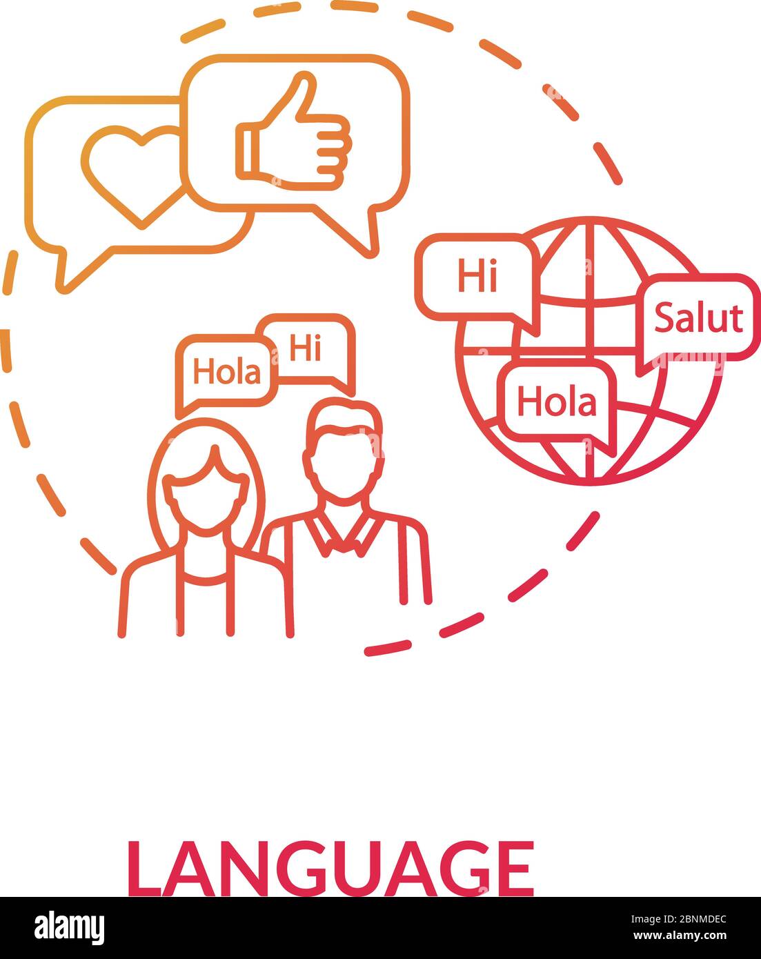 Language red gradient concept icon. Chat with native speaker. Translate ...