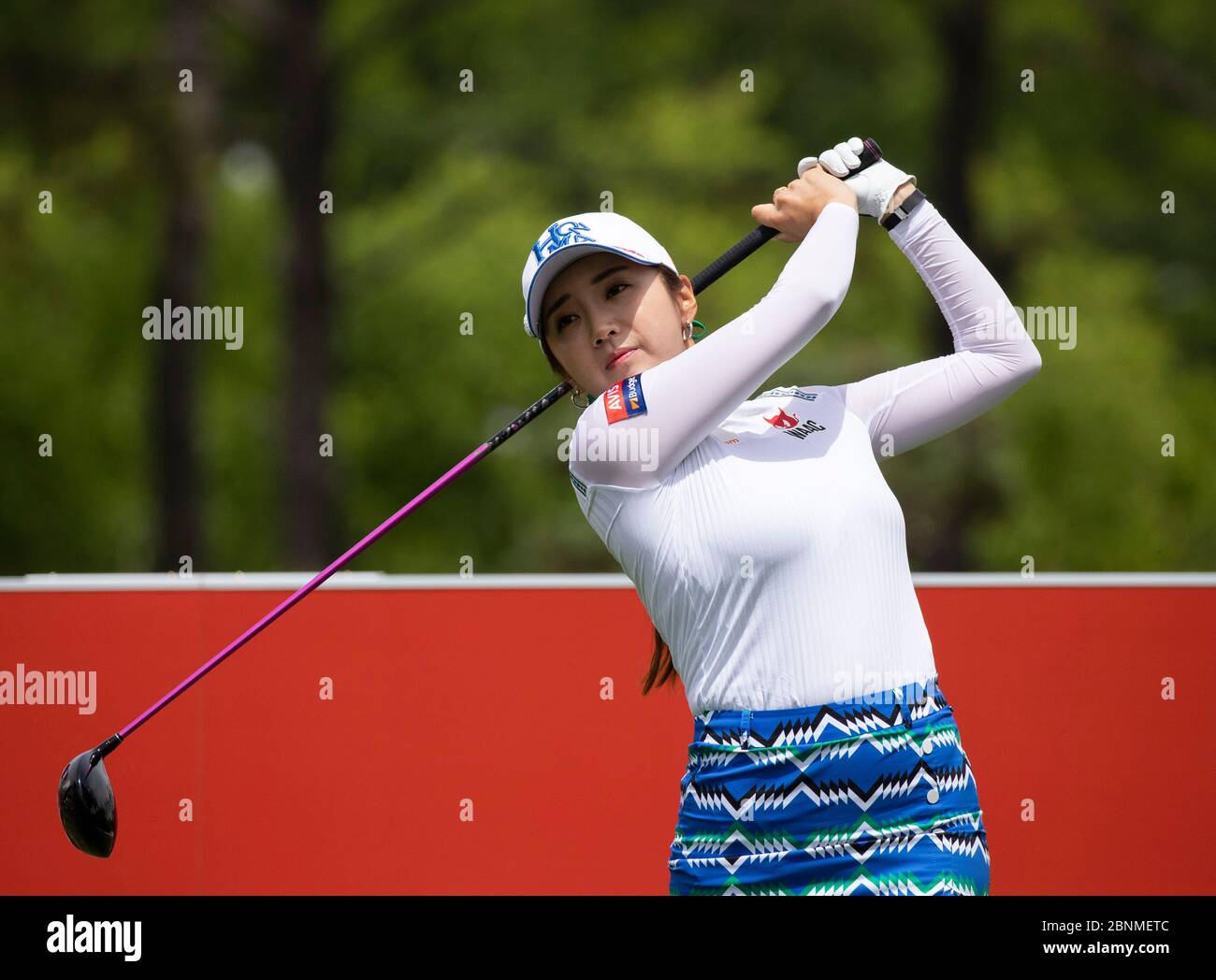 Yangju, South Korea. 14th May, 2020. South Korean player Lee Bo-mi, prepares for tee shot on the ...
