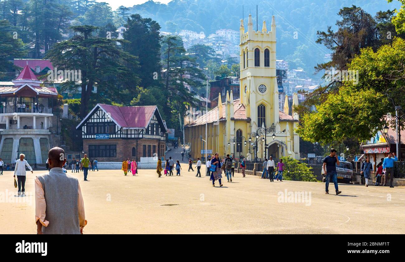 Christ Church on Shimla mall road in Himachal Pradesh, India. The ...