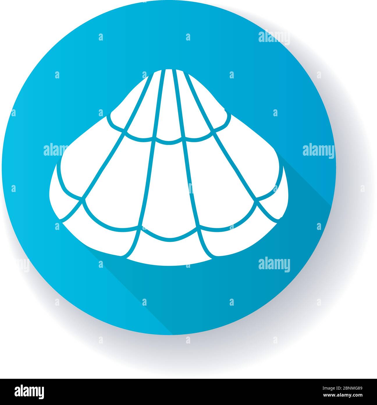 Closed clam blue flat design long shadow glyph icon. Tropical seashell ...