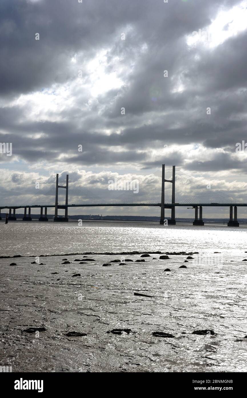 The Prince of Wales Bridge viewed from the Wales Coast Path at ...