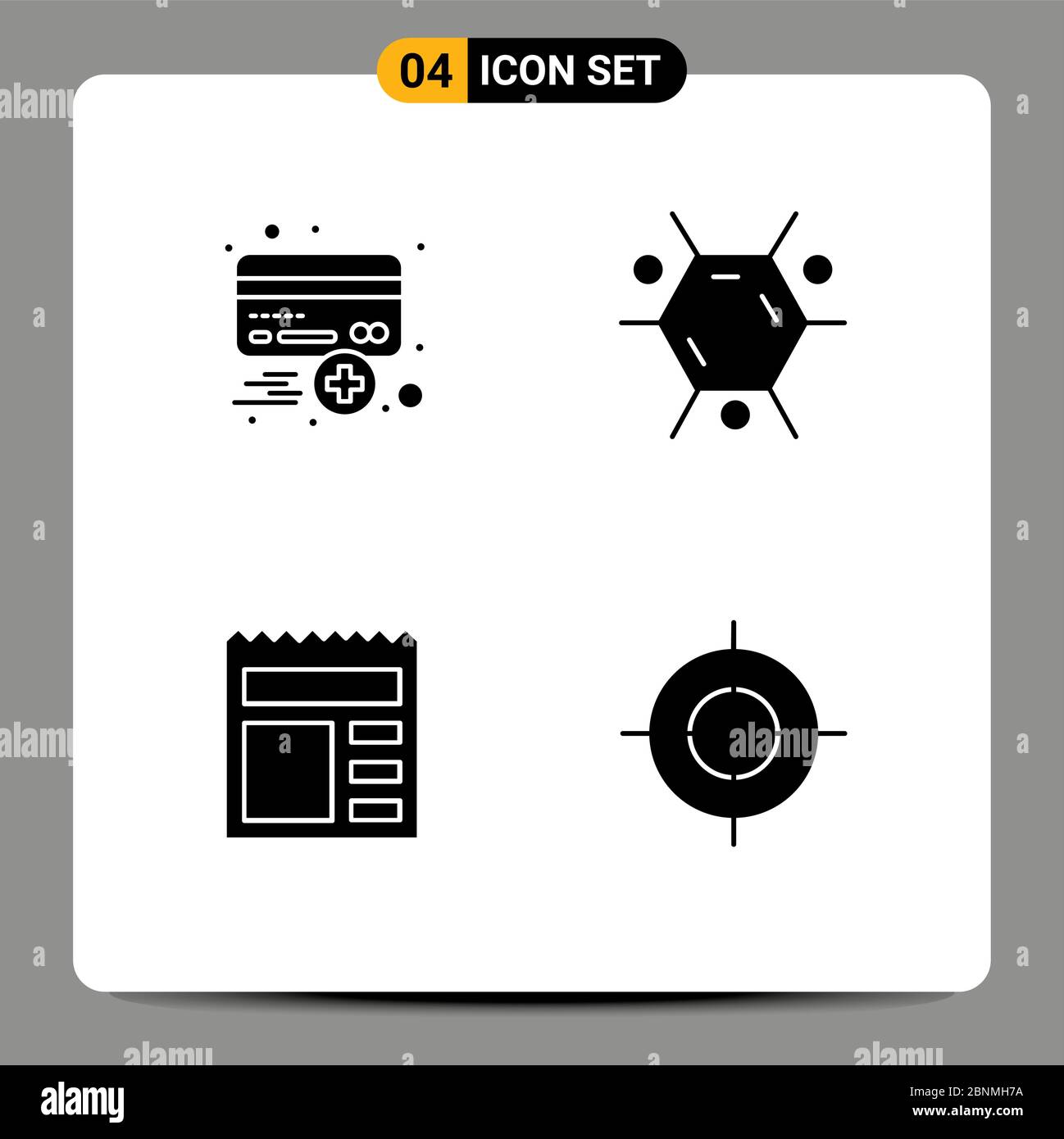 Set of Commercial Solid Glyphs pack for add, basic, plus, molecule ...