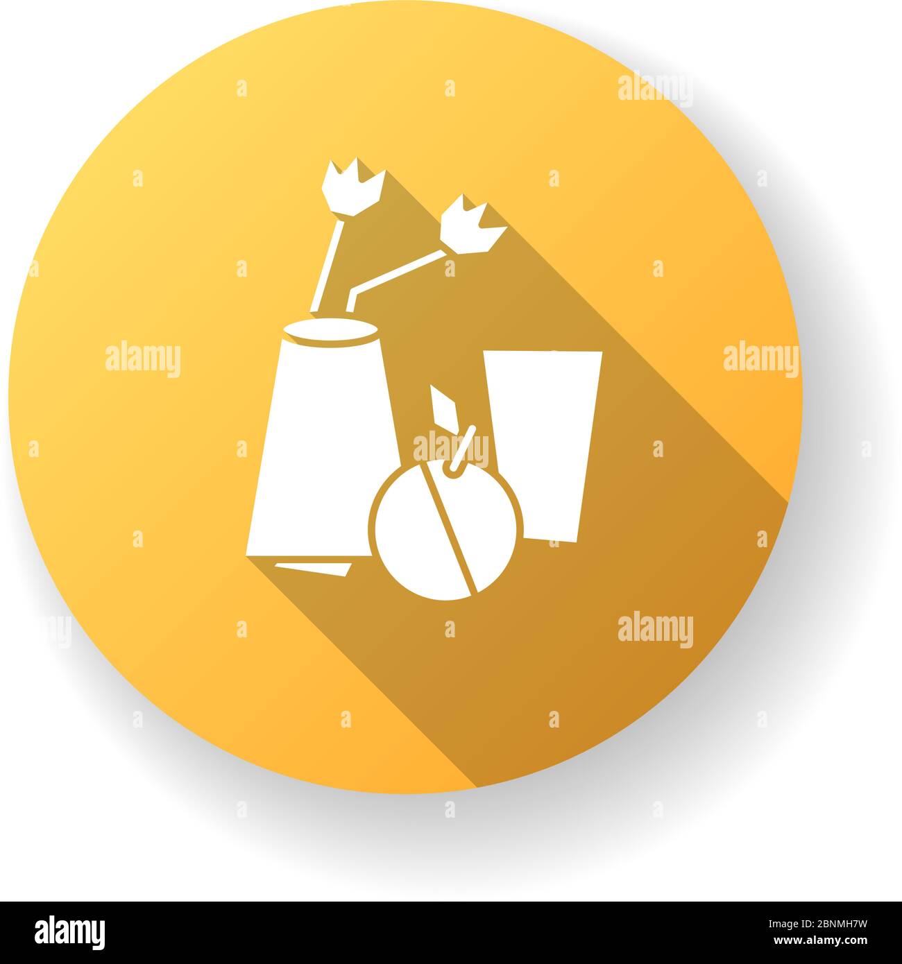 Cubism orange flat design long shadow glyph icon. Vase and fruit ...