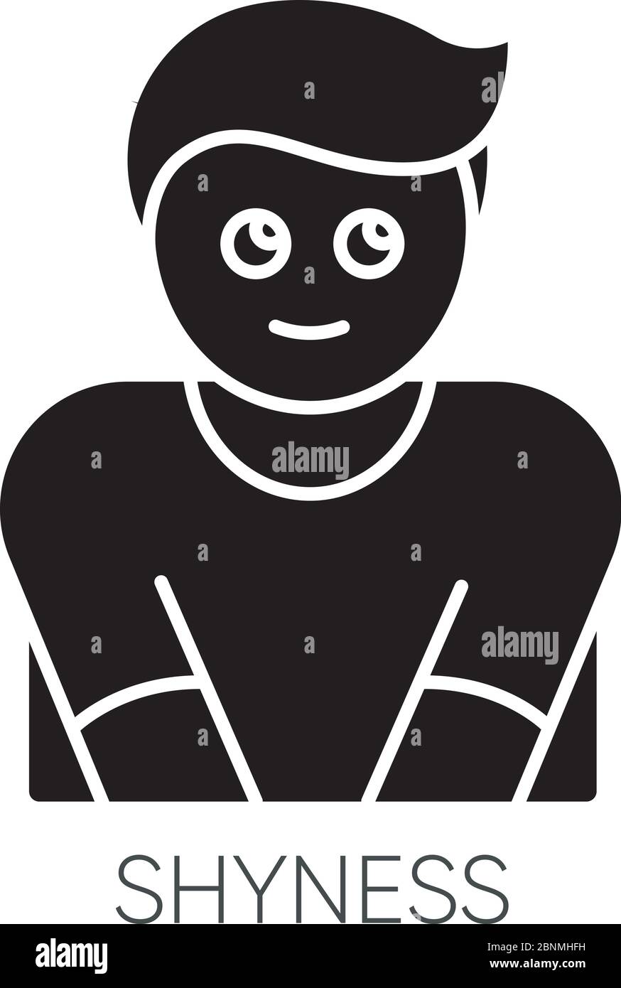Shyness black glyph icon. Person feeling awkward. Man embarrassed ...