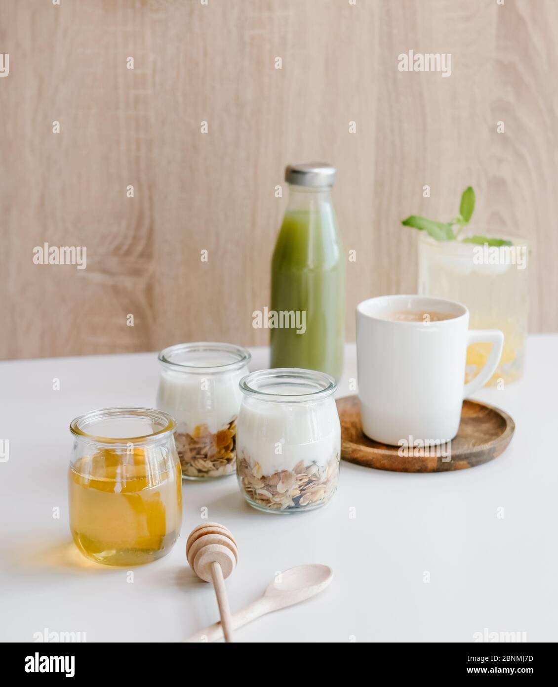 Healthy breakfast set Stock Photo - Alamy