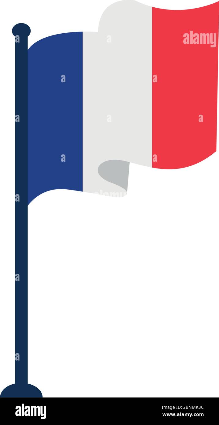 Bastille Day Concept France Flag Icon Over White Background Flat