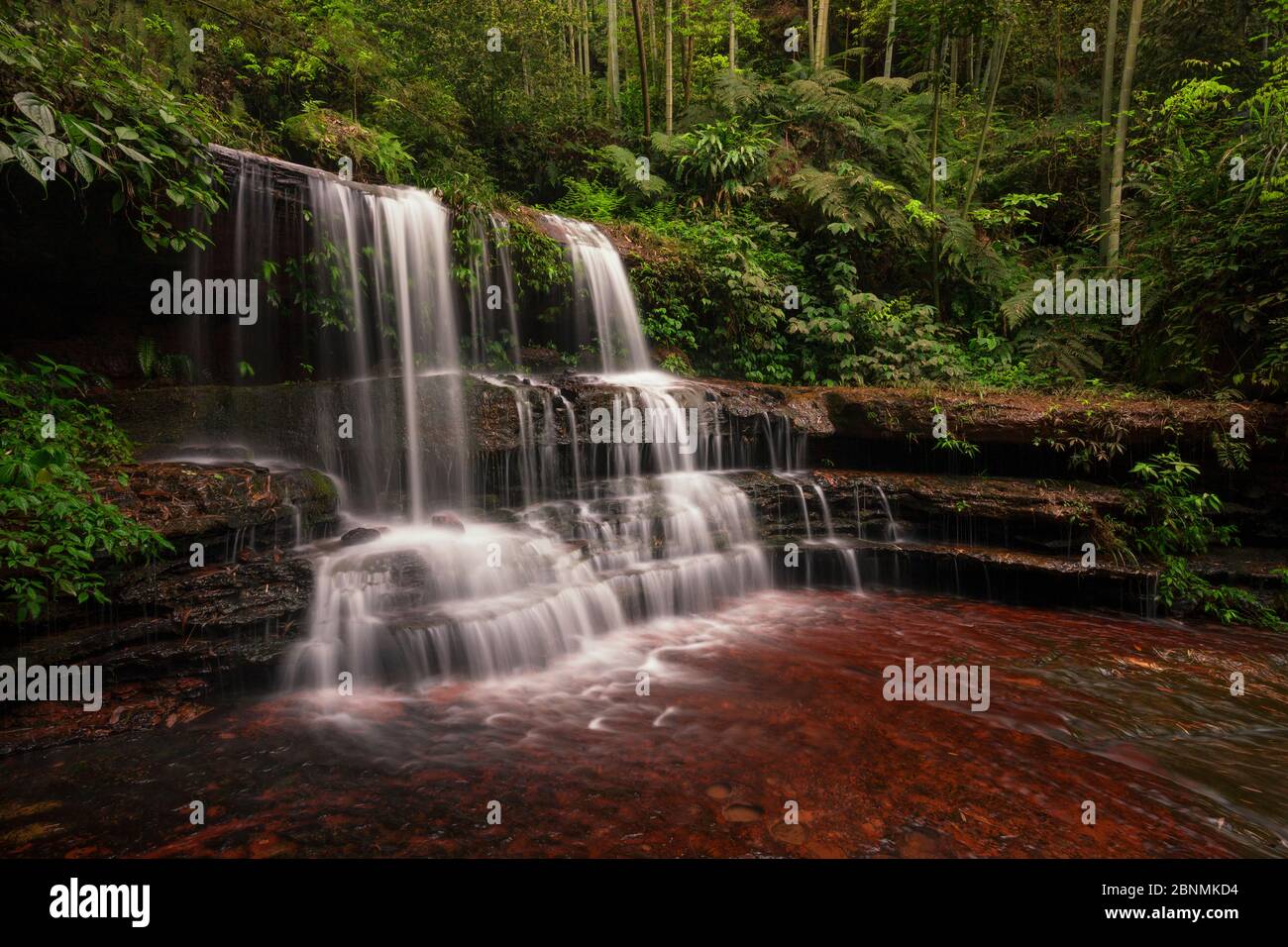 Waterfall 'Colorful Waterfall' in Bamboo Forest, Shunan Bamboo Sea ...