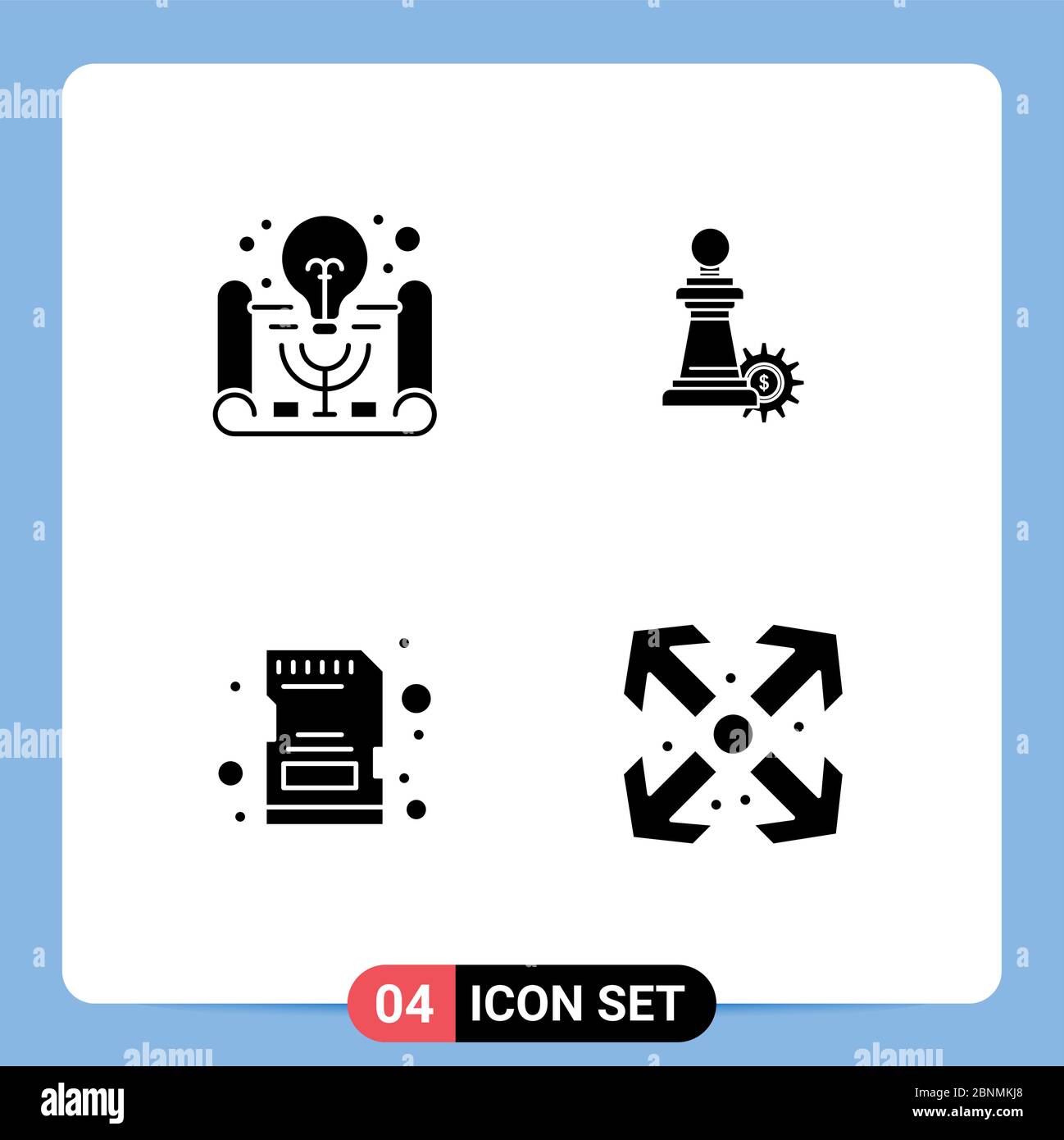 Group of 4 Solid Glyphs Signs and Symbols for active learning, memory ...
