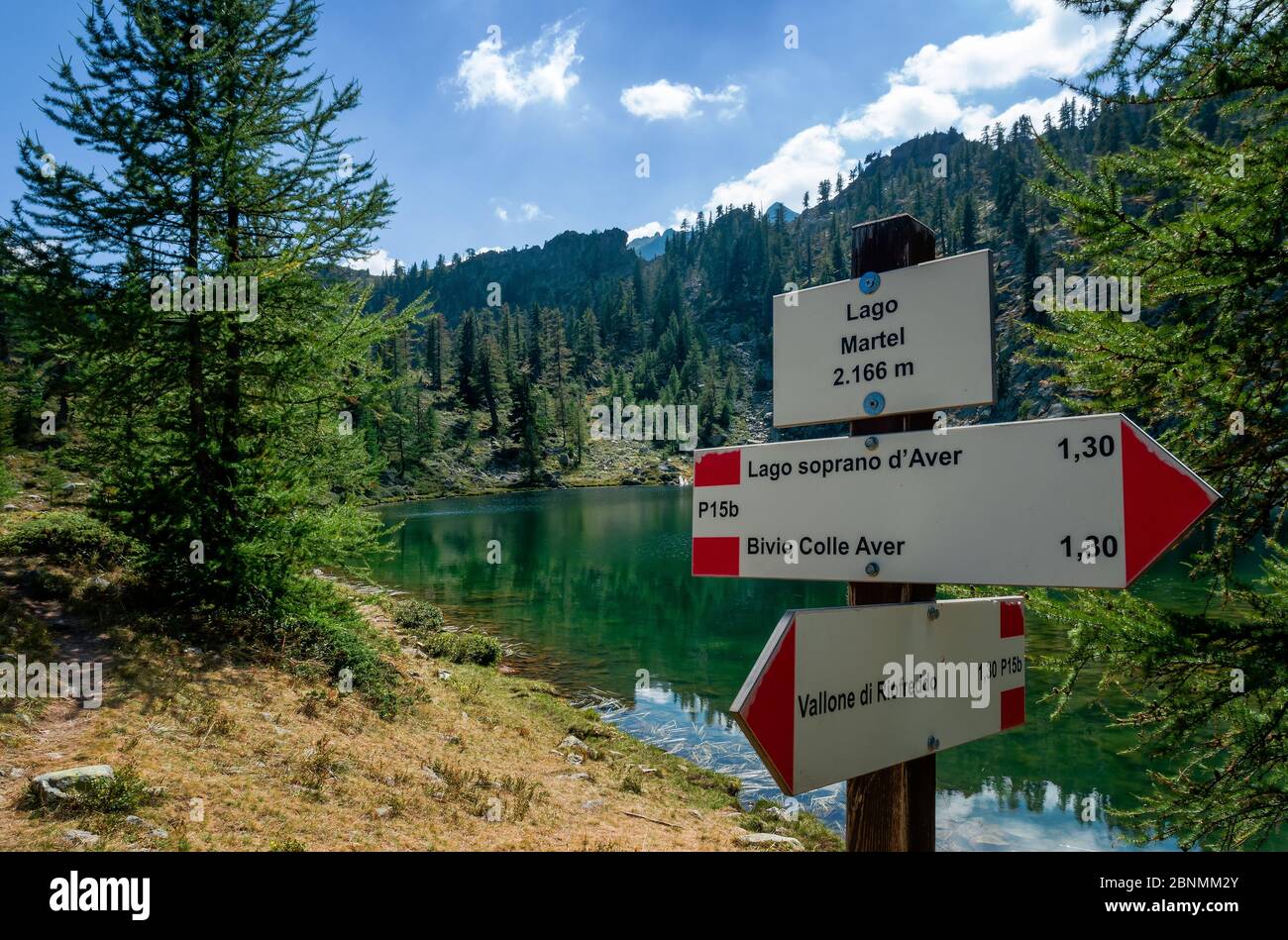 Lake Martel in the mountain of Valle Stura in Italy, with trekking ...
