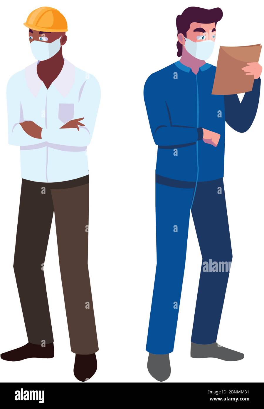 engineer and operator using mask vector illustration desing Stock ...
