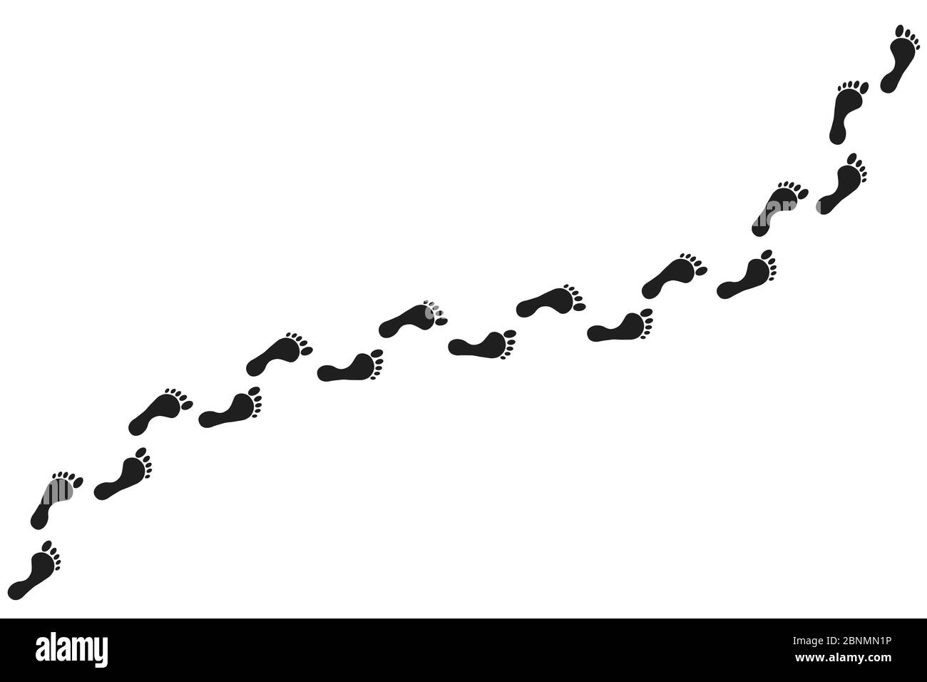 Traces of the human foot, footsteps of people, route from footprints ...