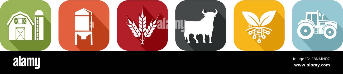Icon of various symbols of agriculture Stock Photo - Alamy