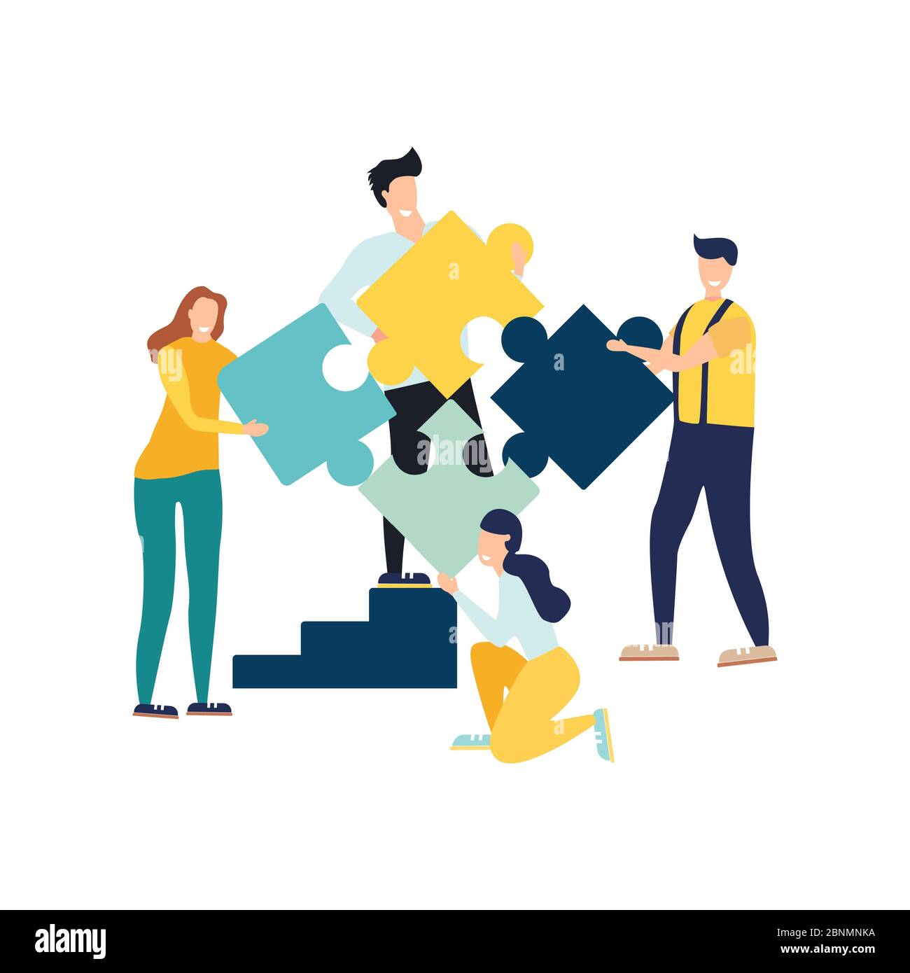 Business concept. Team metaphor. people connecting puzzle elements ...