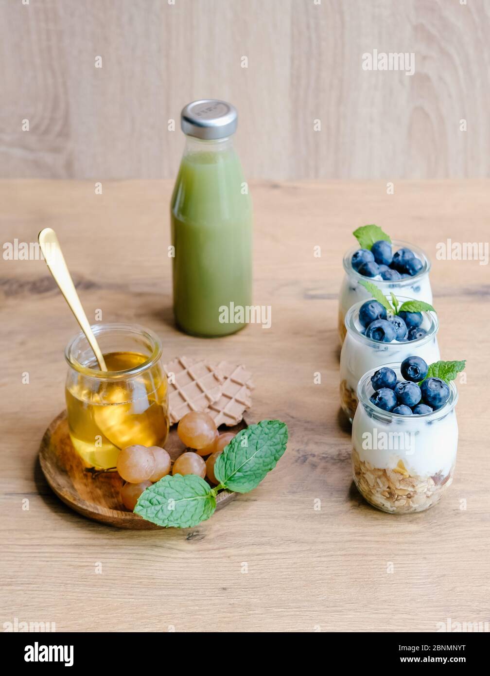 Healthy breakfast set Stock Photo - Alamy