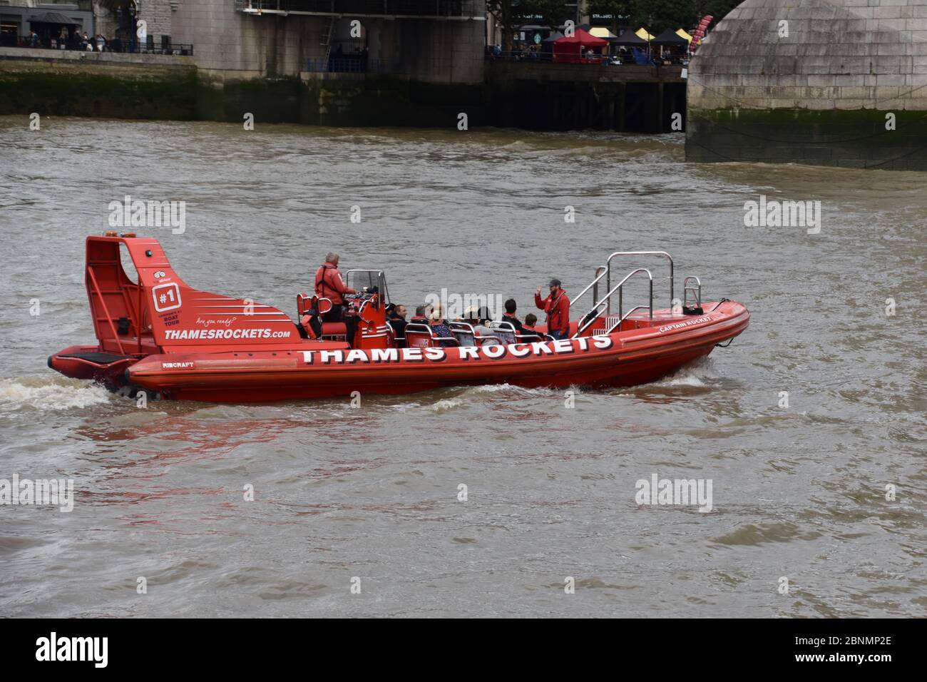 A Thames Rockets sightseeing speedboat in the River Thames, London, UK ...
