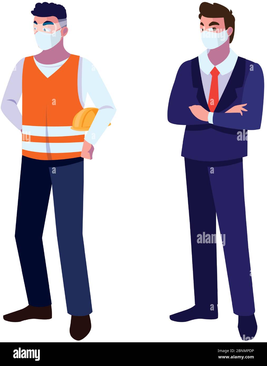 civil engineers with pollution masks vector illustration design Stock ...