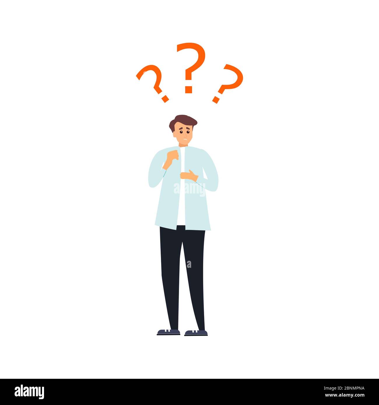 illustration business man with question marks, vector Stock Photo - Alamy
