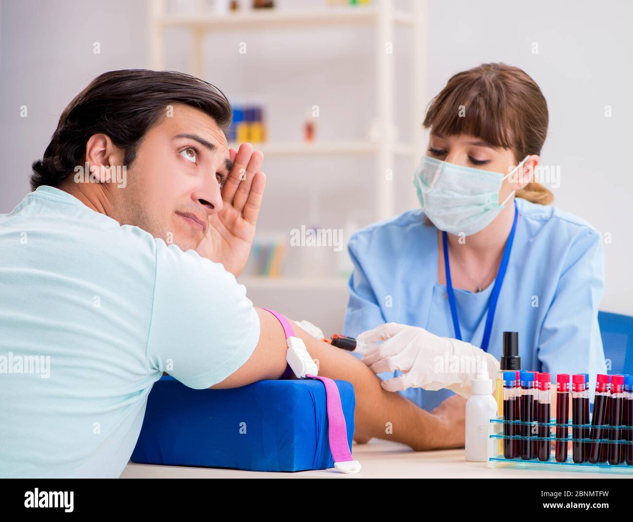 The young patient during blood test sampling procedure Stock Photo - Alamy