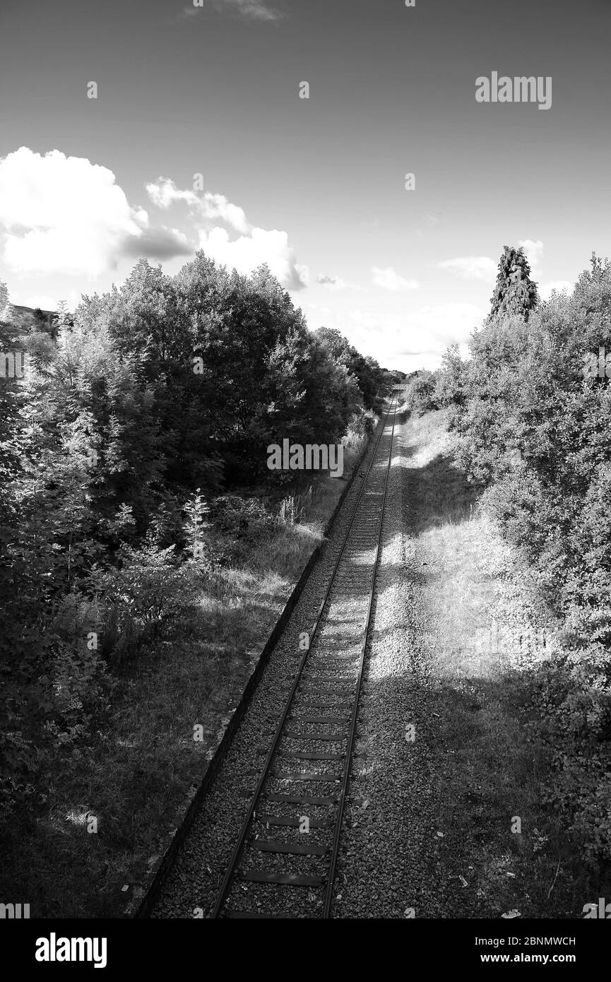 Looking south from the road bridge at the remains of the platforms of ...