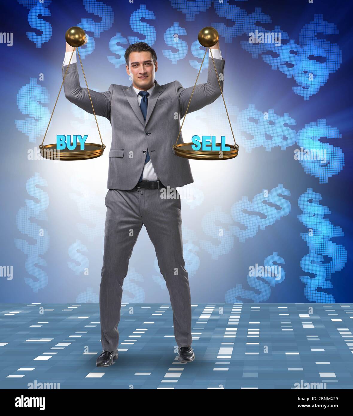 The businessman choosing between buying and selling Stock Photo - Alamy
