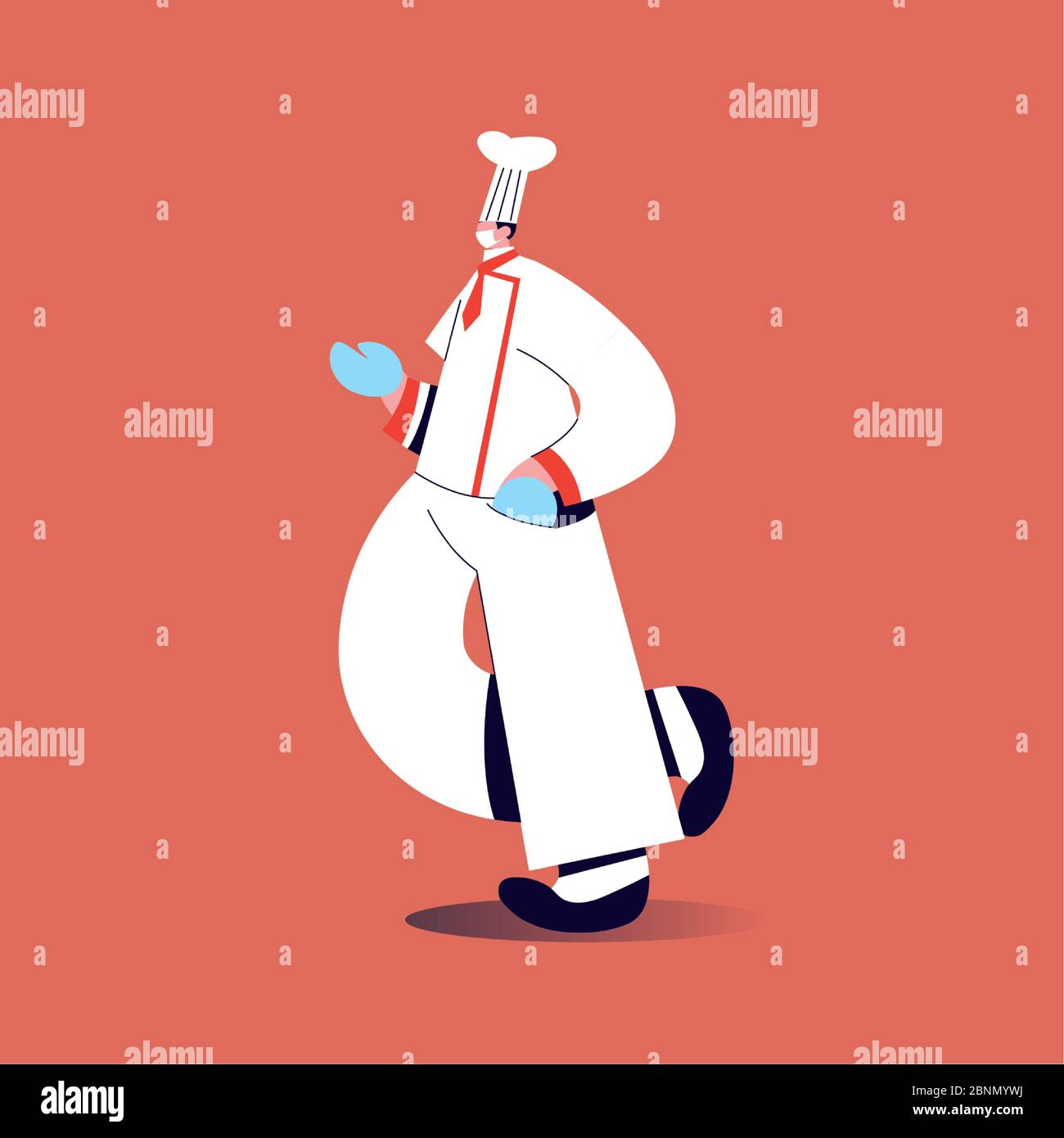 chef using face mask and uniform vector illustration design Stock ...