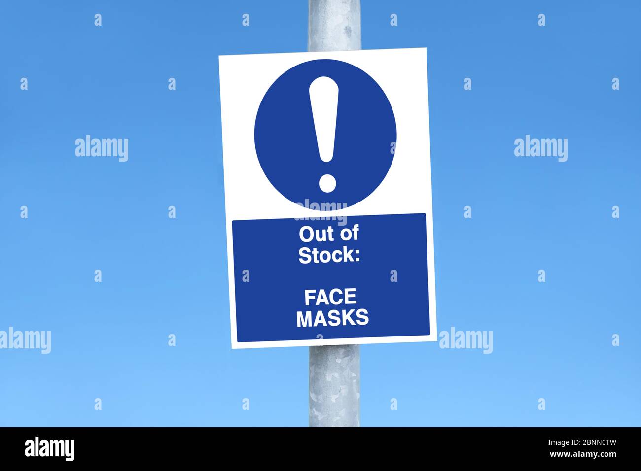 Face mask out of stock unable to buy sign Stock Photo - Alamy