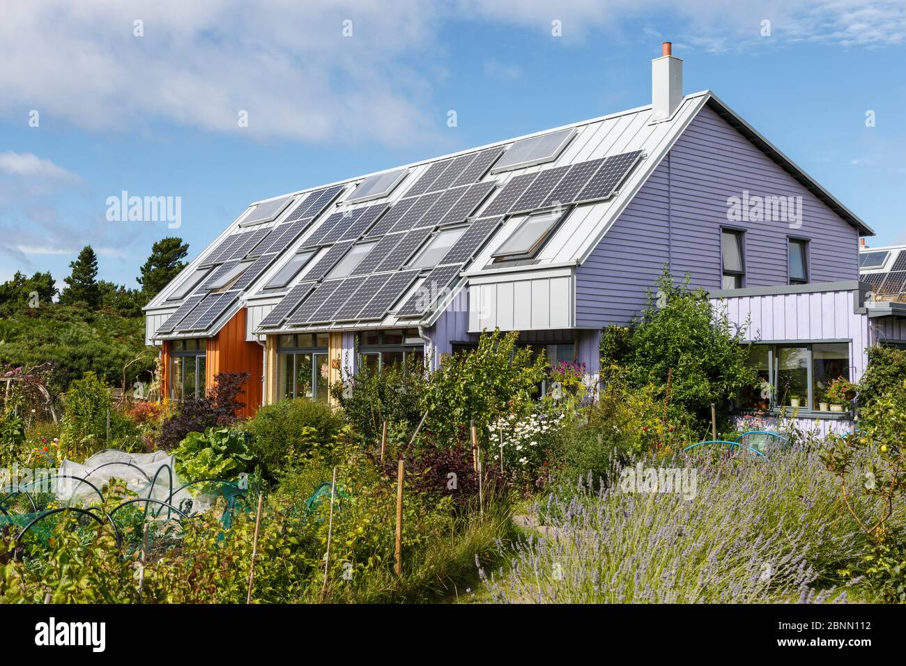 Ecological sustainable housing with solar panels. Findhorn Foundation ...