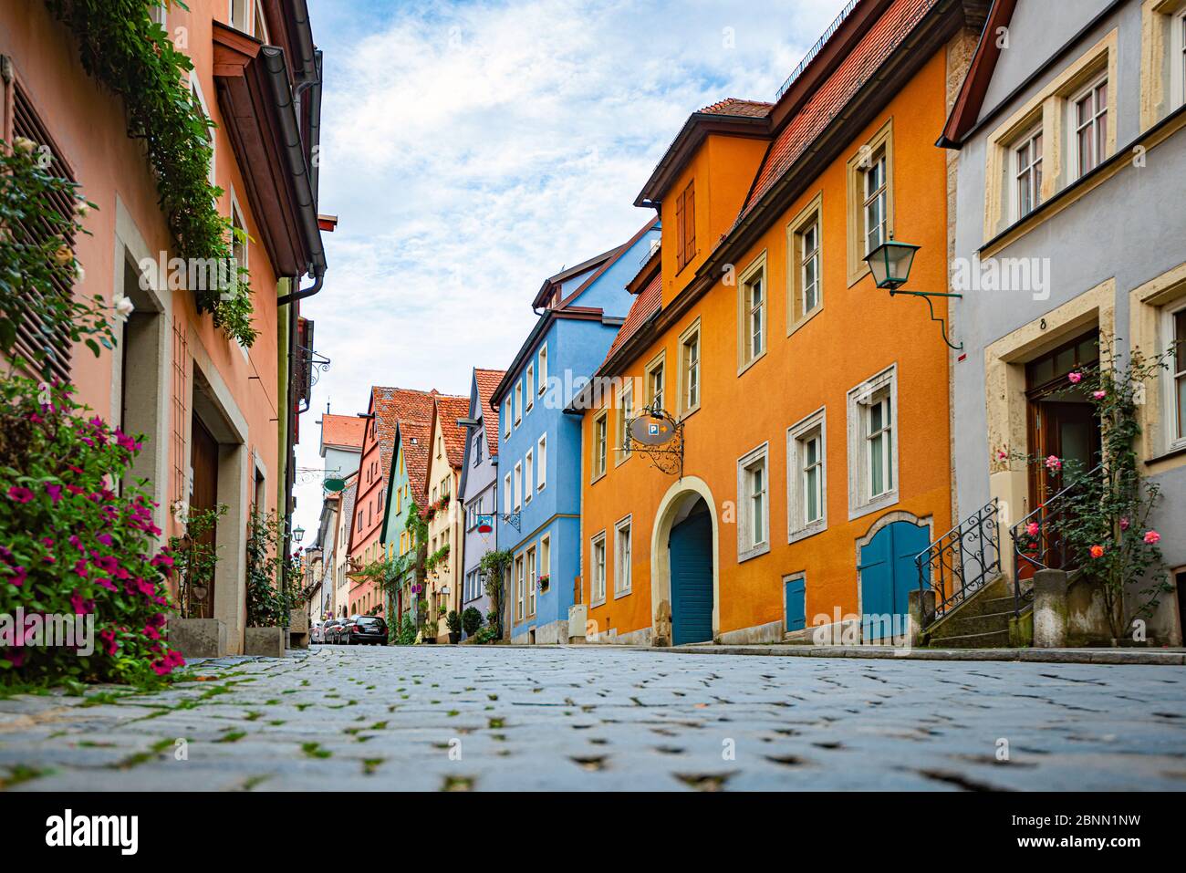 Empty old street in Rothenburg Ob Der Tauber, Bavaria, Germany, Europe ...