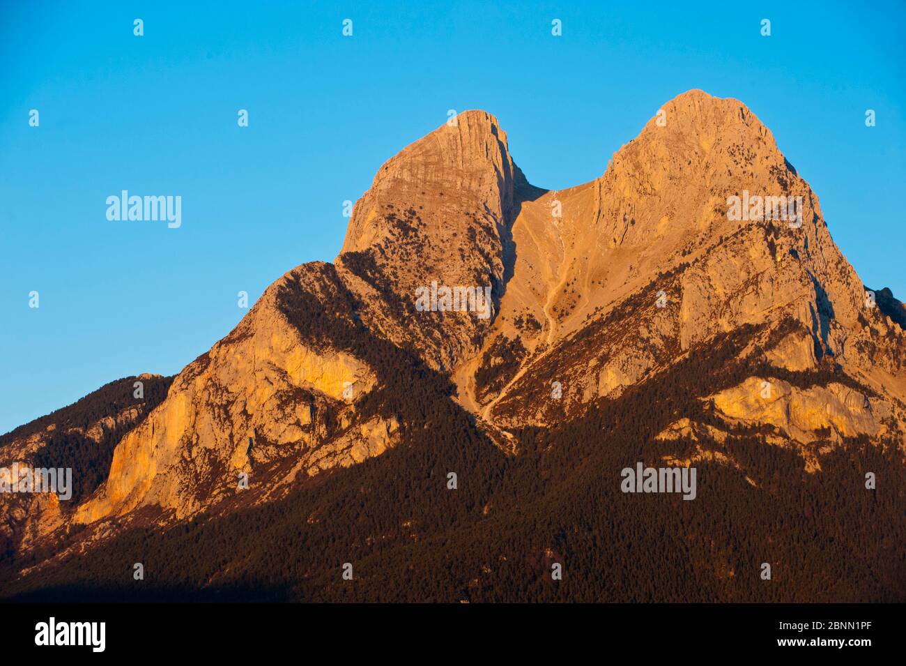 Pedraforca Mountain, a limestone massif 2.506m high, Cadí-Moixeró ...