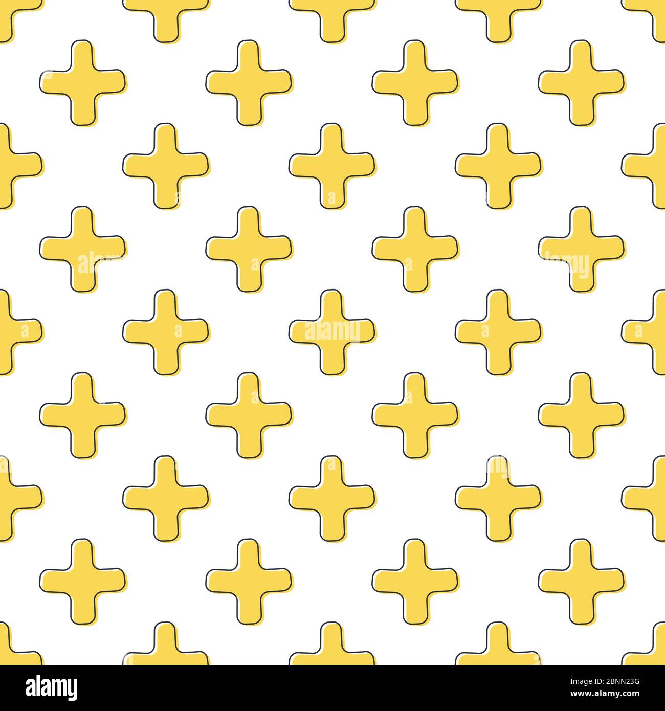 Vector hand drawn yellow cross pattern, geometric background. Stock ...