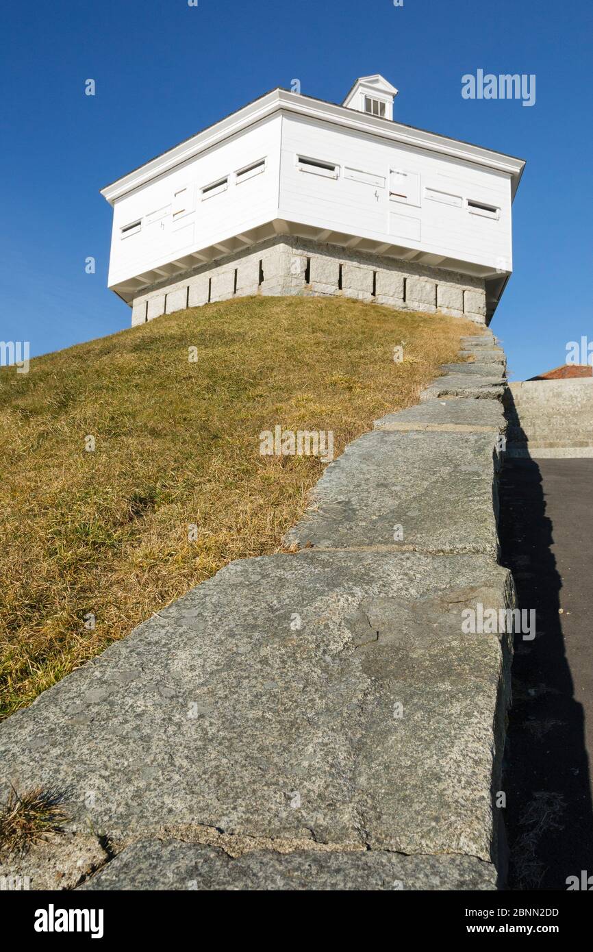 Fort McClary in Kittery, Maine USA during the winter months. This fort ...