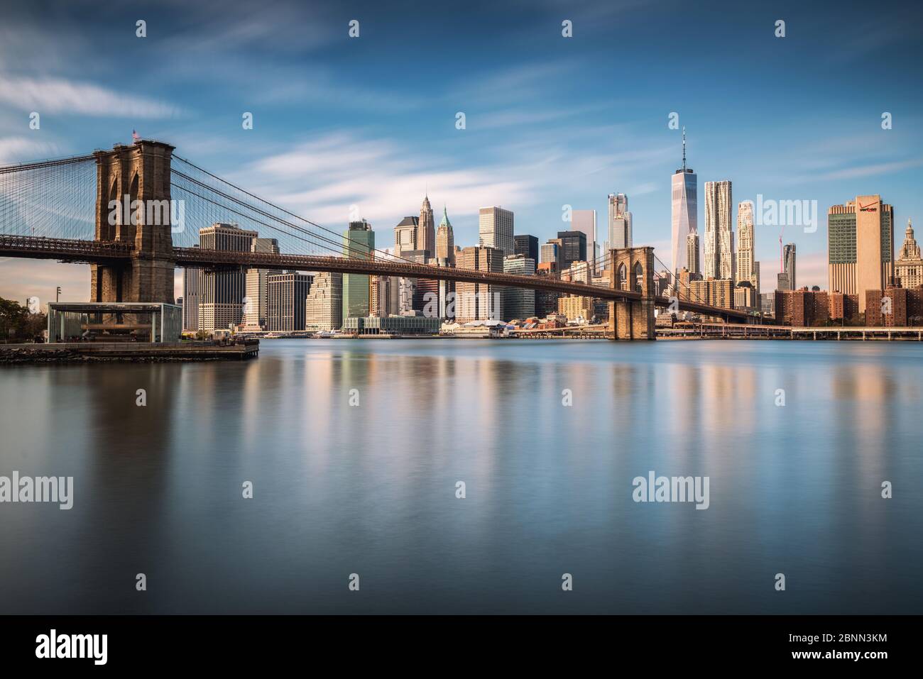 USA, New York, Brooklyn, View of Manhattan & Brooklyn Bridge Stock ...