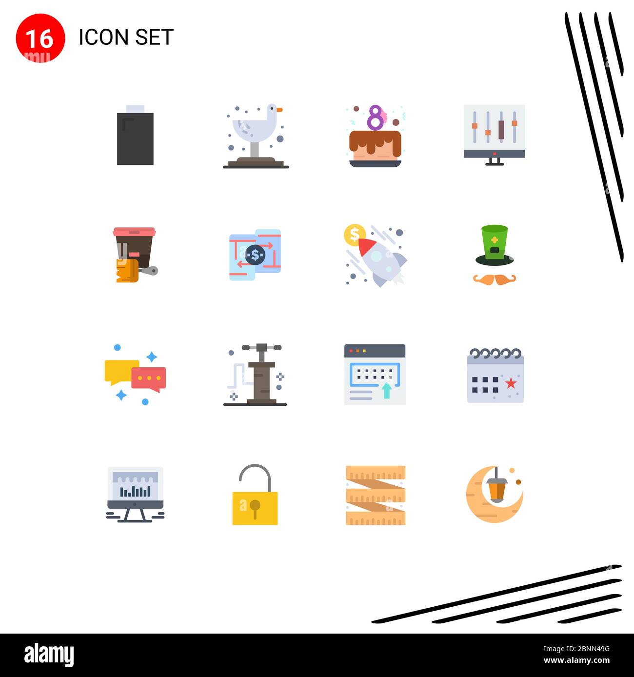 Stock Vector Icon Pack of 16 Line Signs and Symbols for color, paint ...