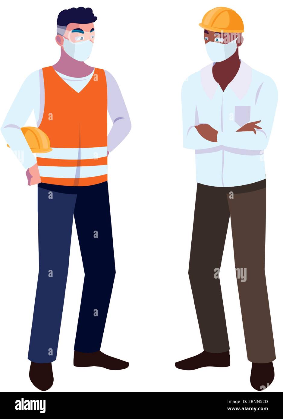engineer and operator using mask vector illustration desing Stock ...