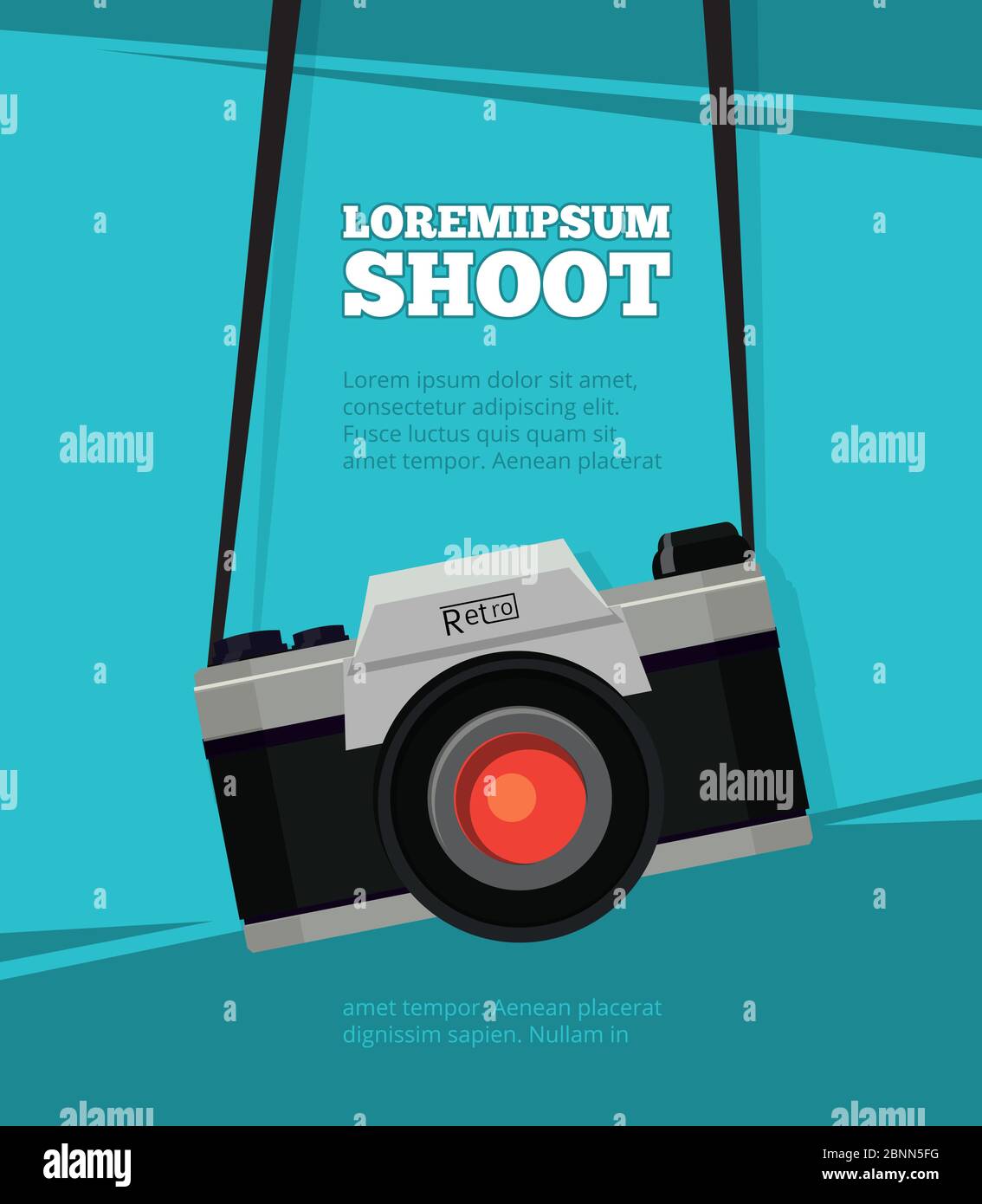 Poster with illustration of retro photo camera. Design template with ...