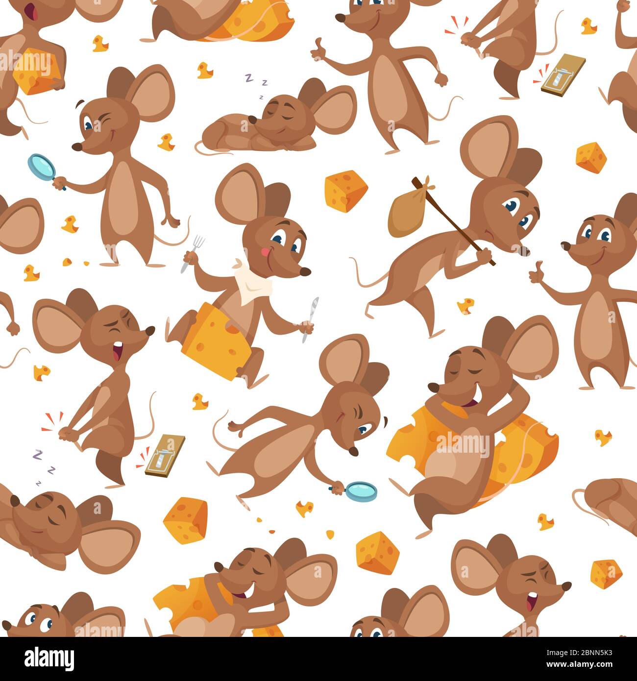 Seamless pattern mouse. Vector mouses character on white Stock Vector ...
