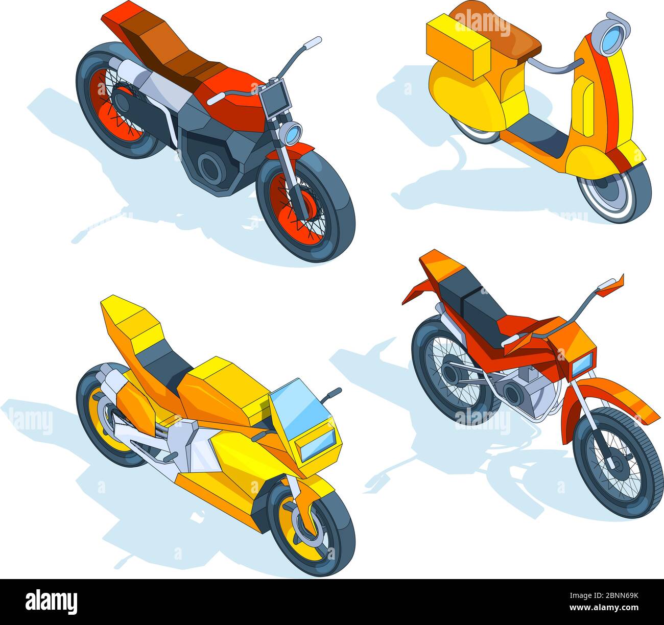 Motorcycles isometric. 3d vector pictures of transport Stock Vector ...