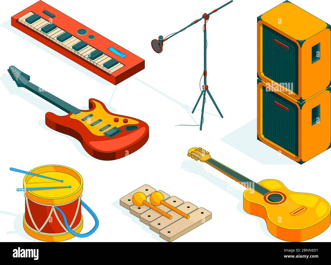 Isometric music tools. Vector pictures instruments of musicians Stock ...