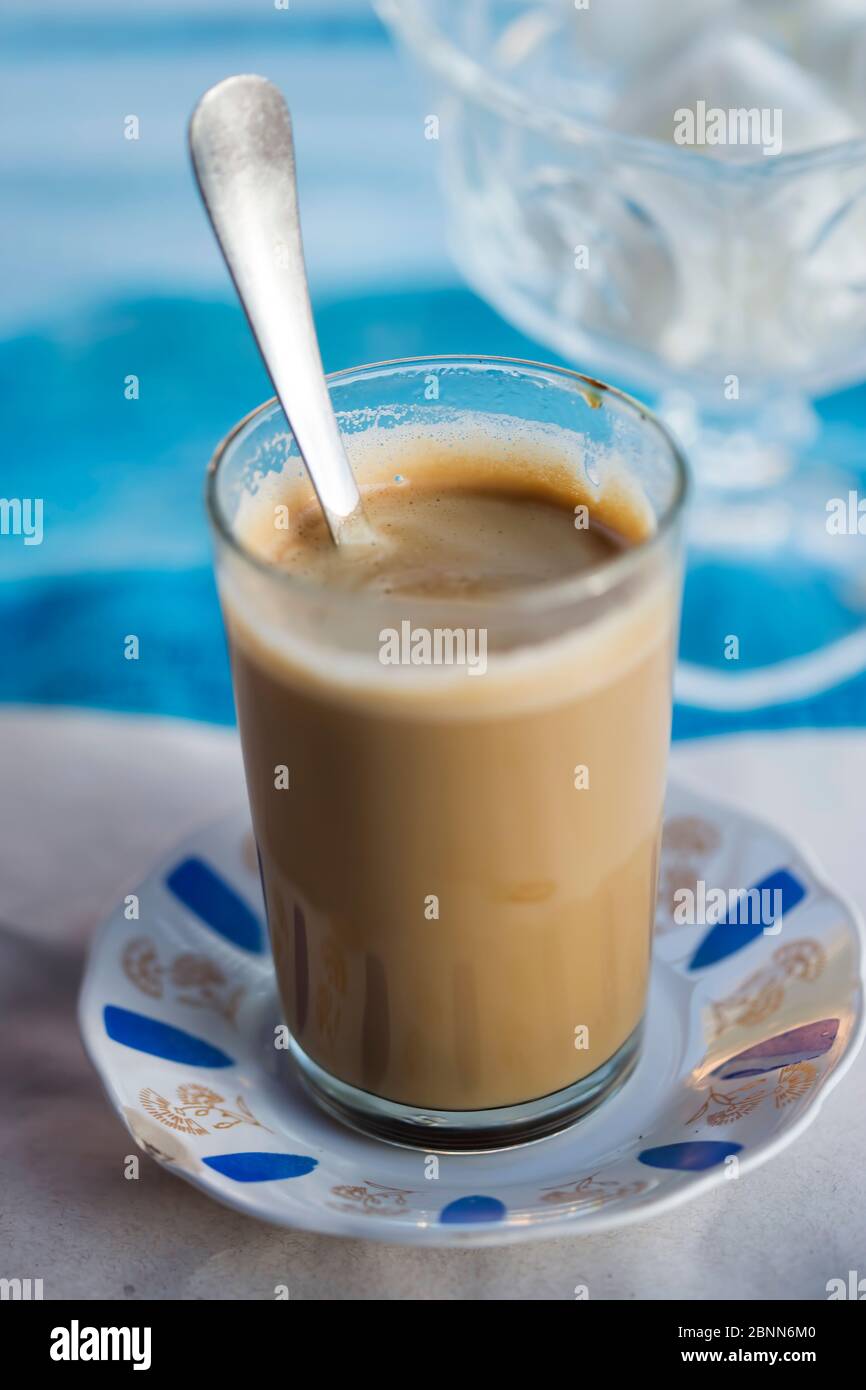 White coffee in glass, Morocco Stock Photo - Alamy