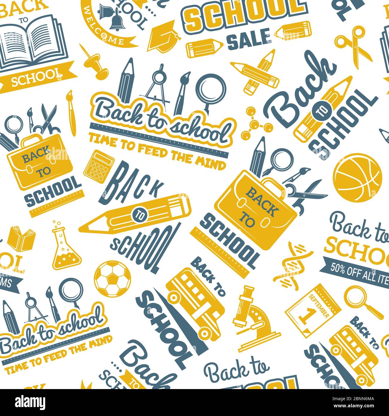 Science symbols pattern. Seamless background with pictures of school ...