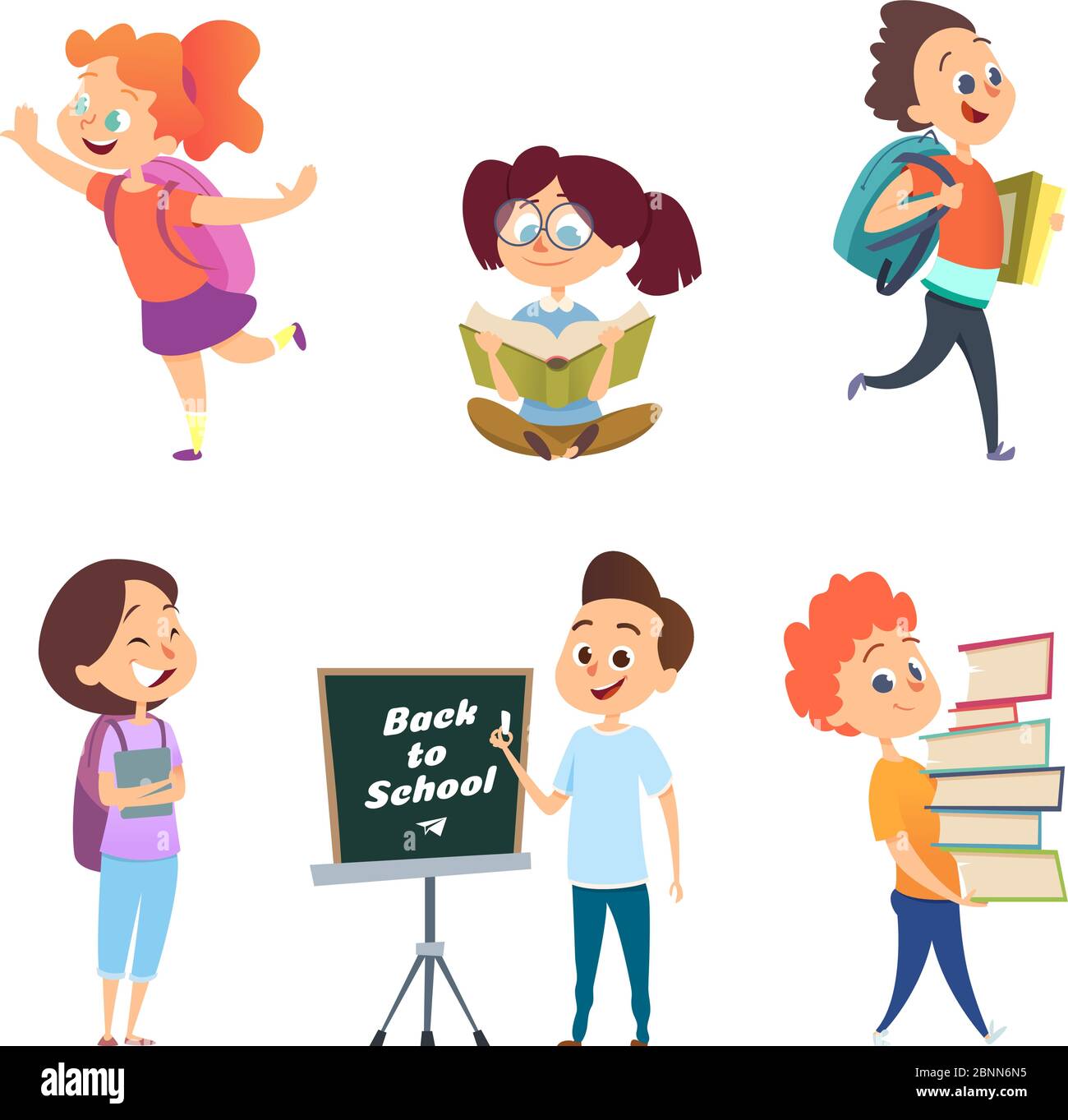 School childrens. Back to school characters isolated Stock Vector Image ...