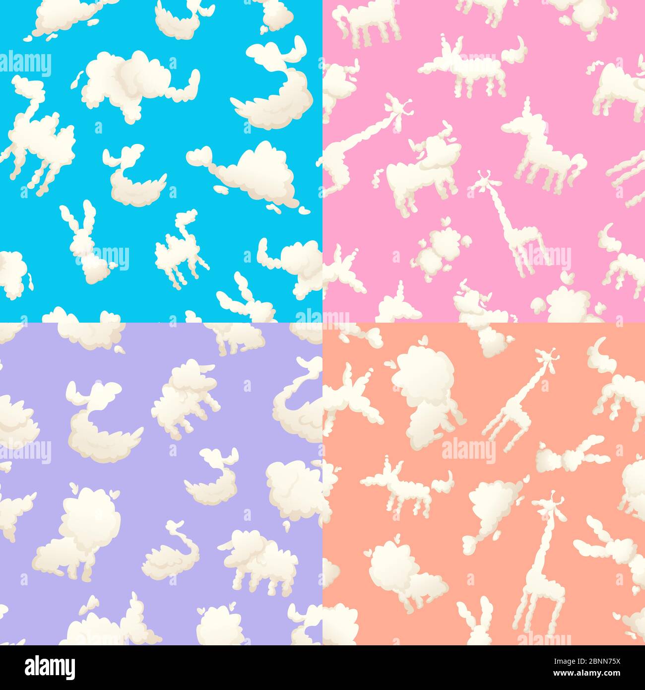 Weather patterns with clouds. Seamless patterns with clouds of ...