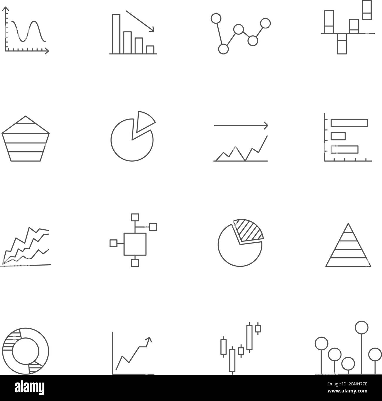 Linear icons of charts. Business icons set isolate Stock Vector Image ...