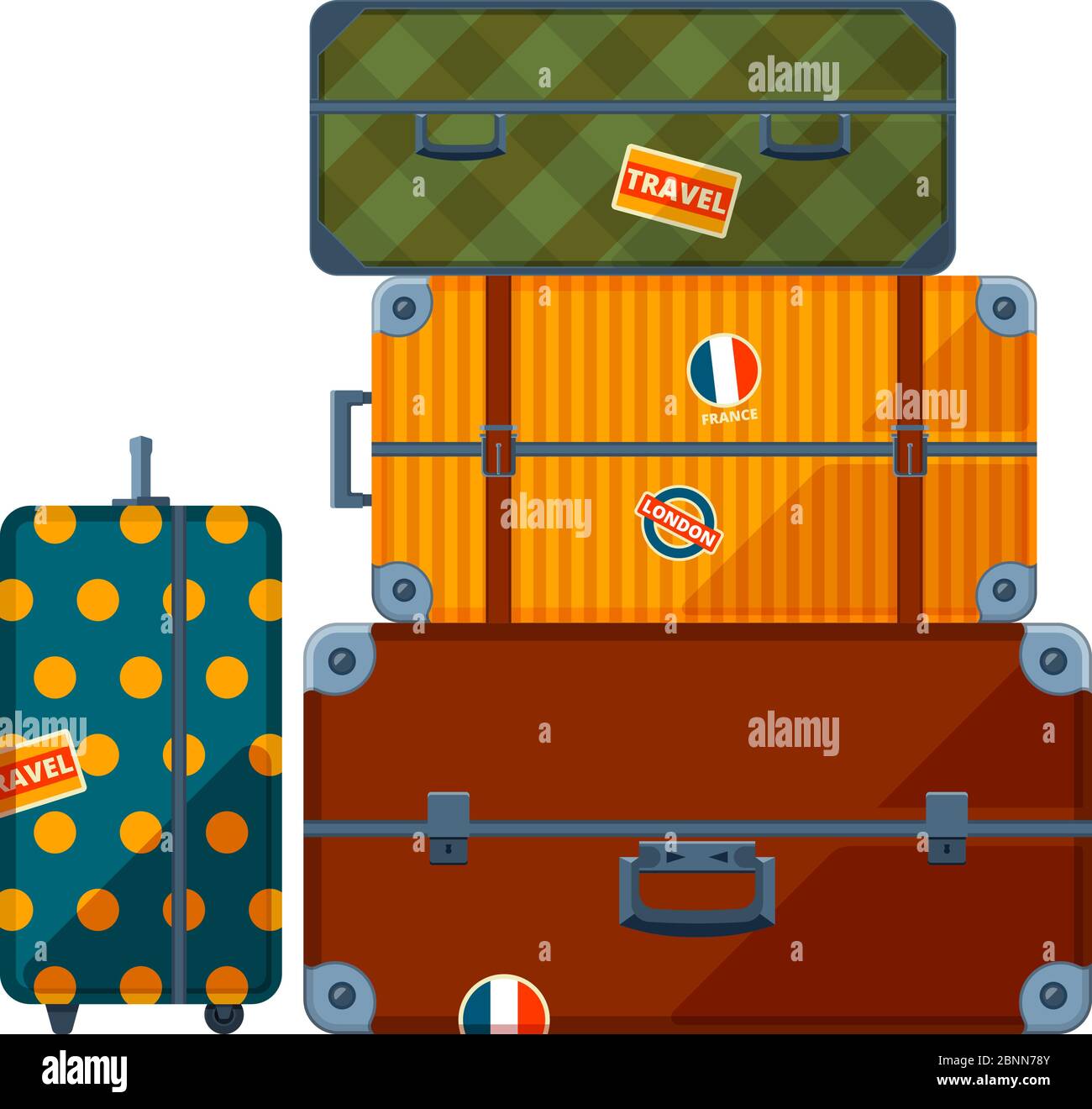 Pile of suitcases. Big set of various travel cases Stock Vector Image ...