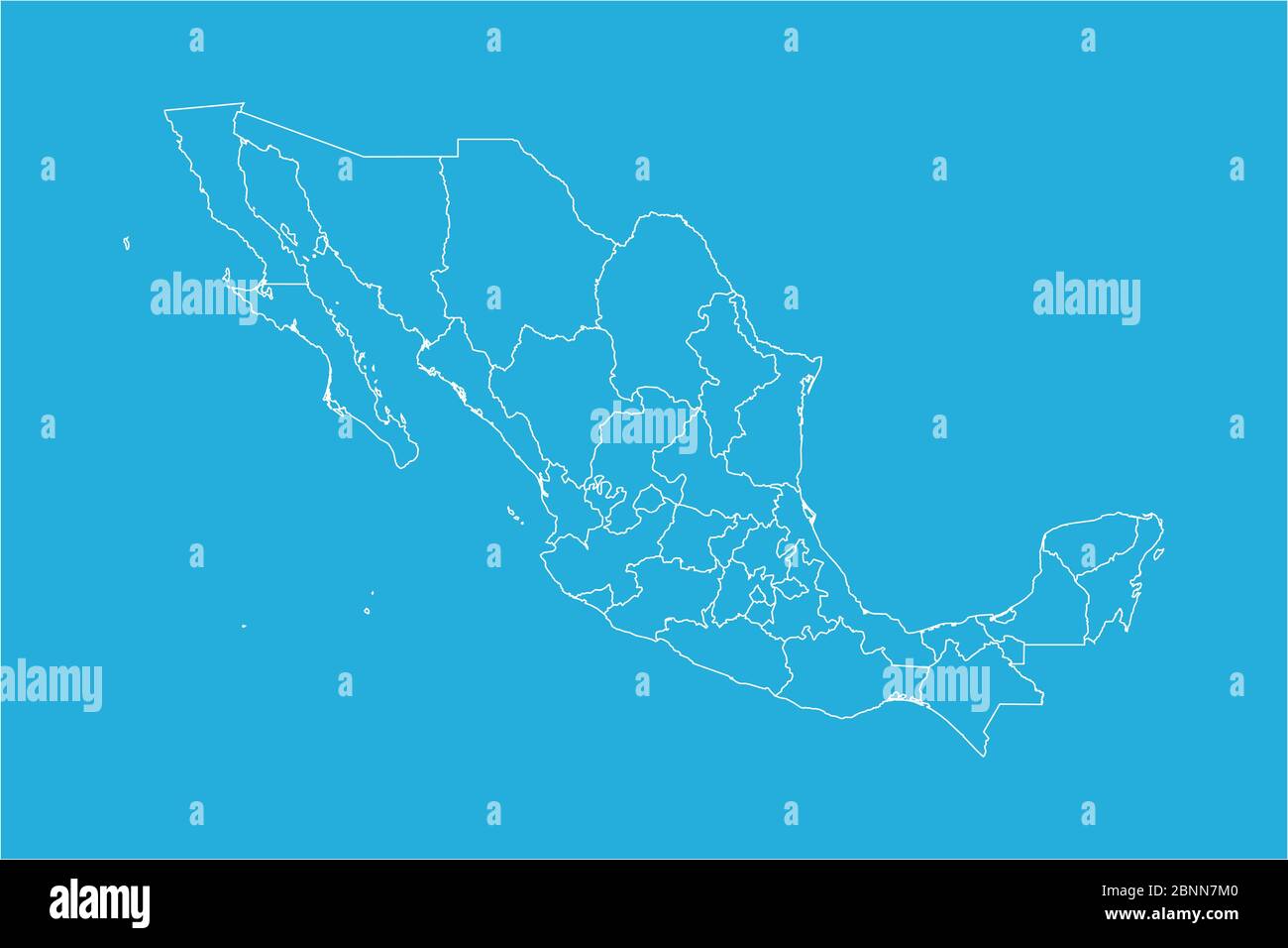 Modern mexico country political map with boundaries vector illustration ...