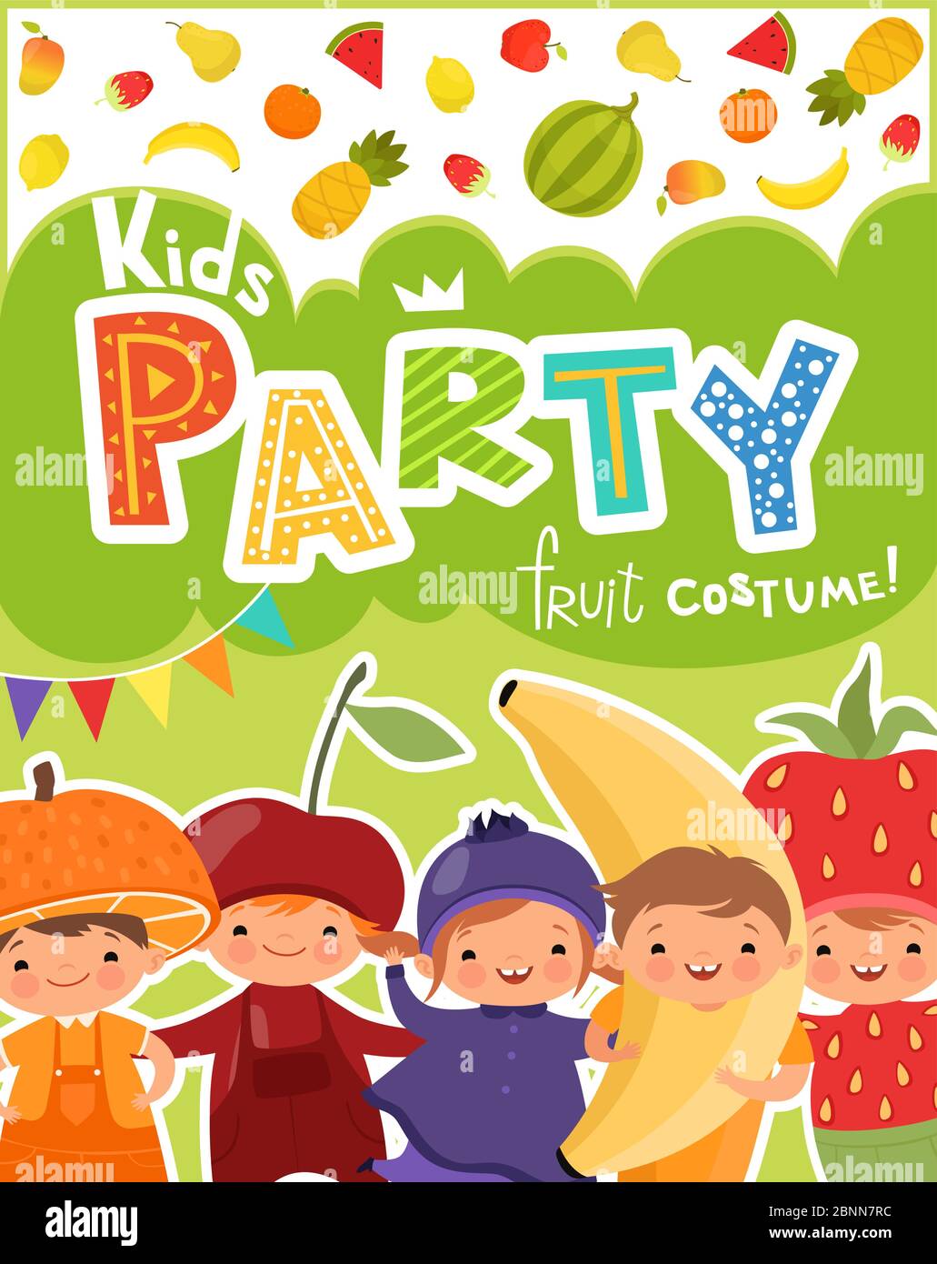 Kids party invitation. Vector design template of invitation with ...