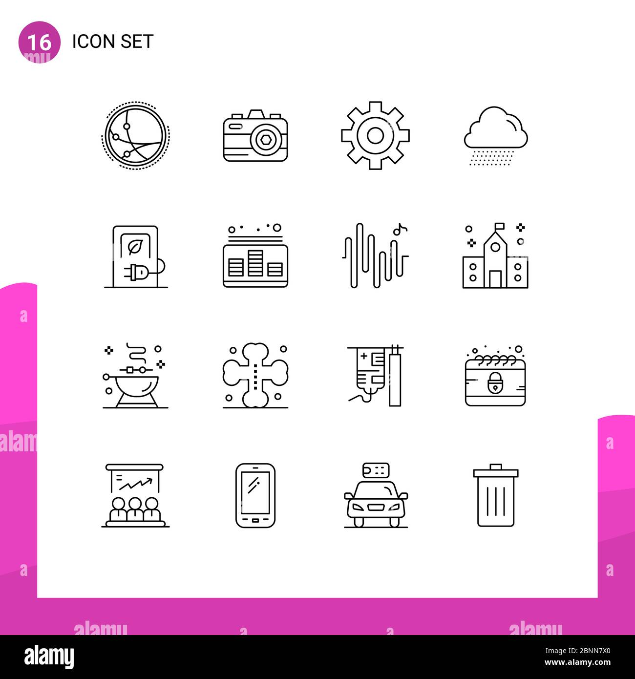 Stock Vector Icon Pack of 16 Line Signs and Symbols for audio, stations ...