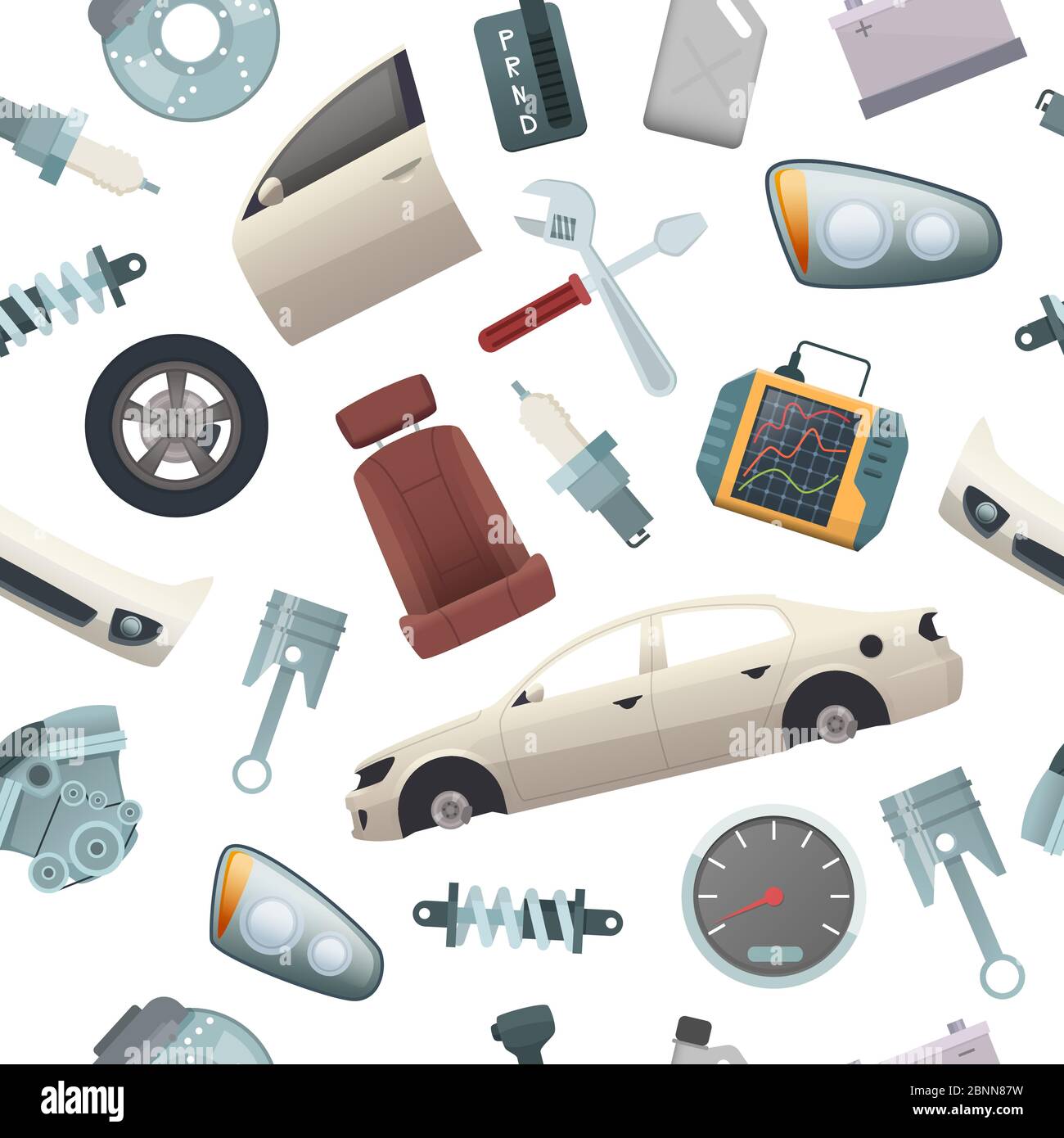 Car tools pattern. Mechanic details of automobile isolated parts engine ...