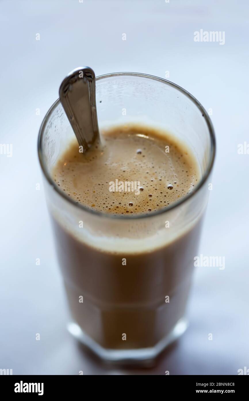 White coffee in glass, Morocco Stock Photo - Alamy